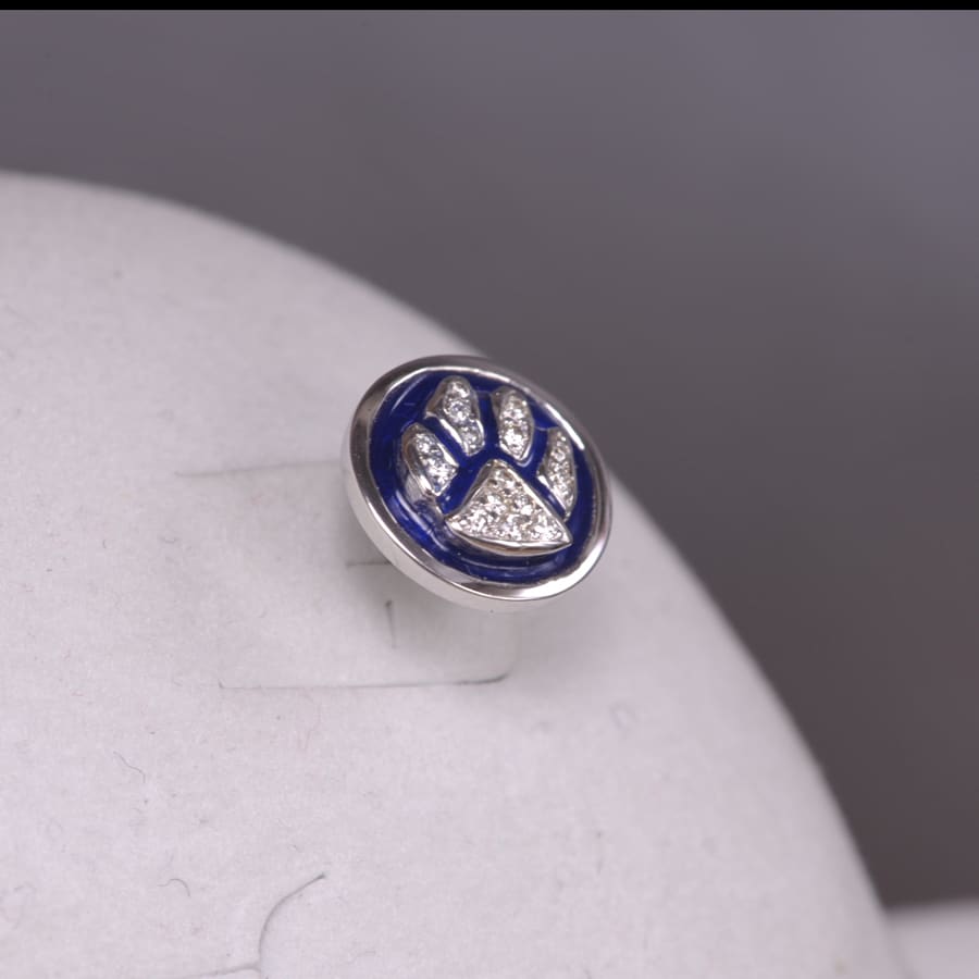 14k white gold and diamond cub paw tie tack, cat paw - Cajuel