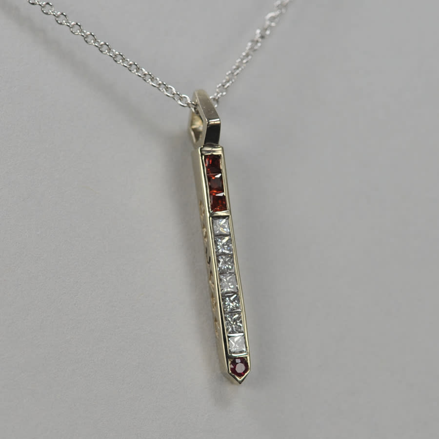 14k diamond and ruby and orange sapphire cigarette pendant with chain ...